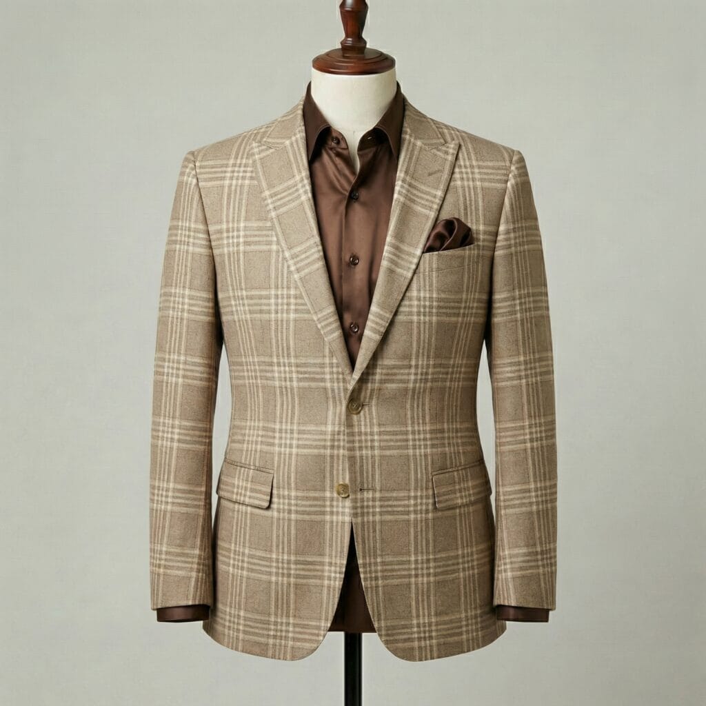 Tan Check Suit - 2 Piece | Tailored Suits - Noble Fox Bespoke